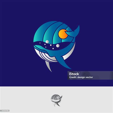 푸른 고래 현대 로고 바다 파도 태양 파도 고래 파도 로고 벡터 거인에 대한 스톡 벡터 아트 및 기타 이미지 거인 고래 귀여운 Istock