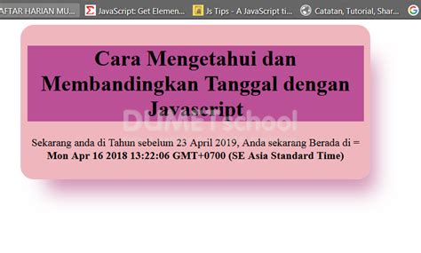 cara mengetahui dan membandingkan tanggal dengan javascript