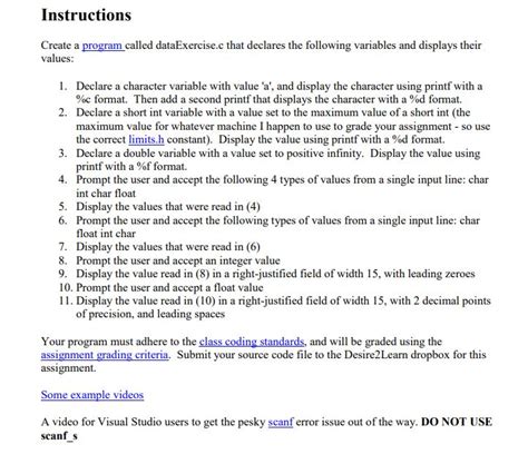 Solved Instructions Create A Program Called DataExercise C Chegg