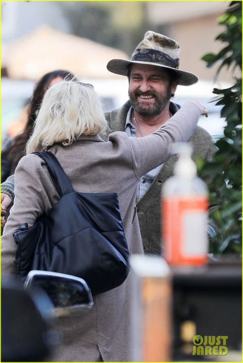 Gerard Butler Wears A Funky Hat While Out To Lunch With Morgan Brown In