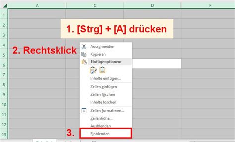 Excel Ausgeblendete Spalten Einblenden So Gehts