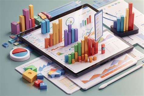 Premium Ai Image 3d Financial Report Chart Data Analysis And Web Development Concept Tablet