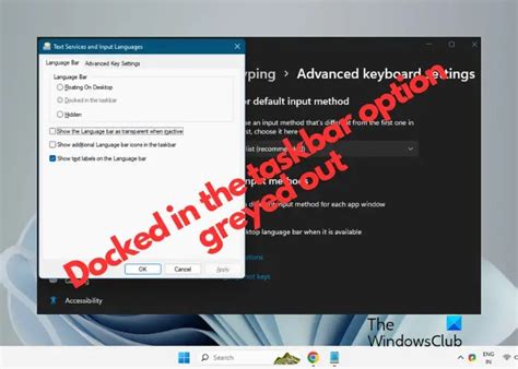 Language Bar Docked In Windows 11 Taskbar
