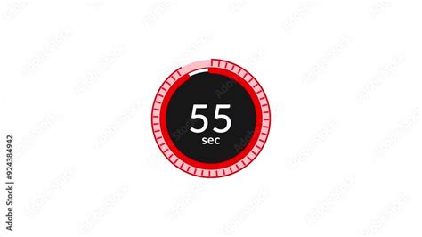 60 Seconds Circle Countdown Timer Animation On White Background