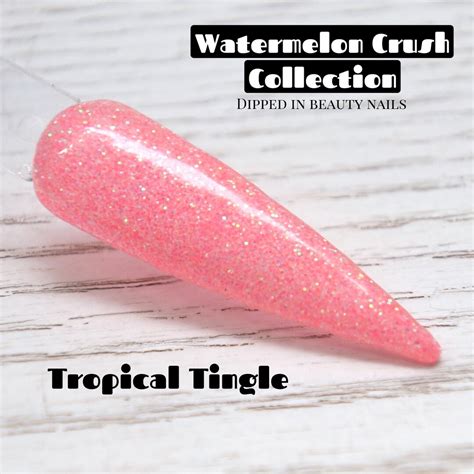 Tropical Tingle Pink Glitter Dip Powder For Nails Summer Dip Powder