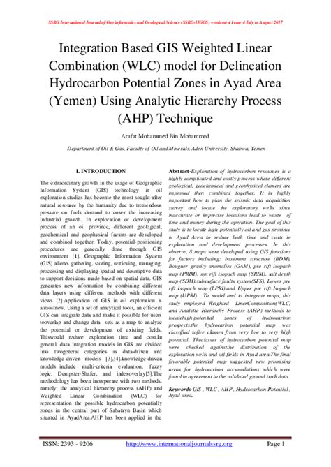 pdf integration based gis weighted linear combination wlc model for