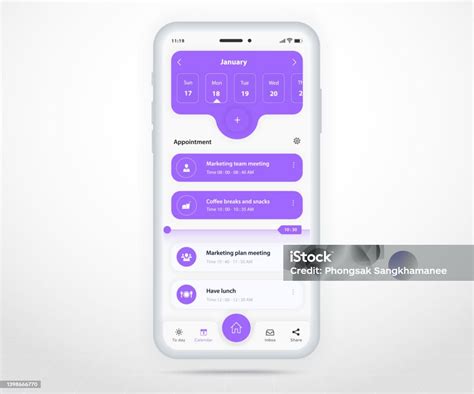 모바일 앱 캘린더 플래너 개념 약속 캘린더 템플릿 Ui Ux 스마트폰 일정 일정 일정 일정 연간 계획 회의 애플리케이션 캘린더