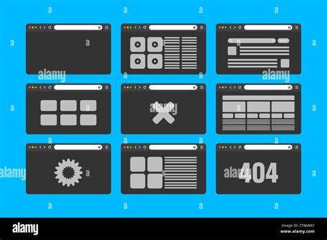 Web Browser Window Pages Layout With Toolbar And Search Field Modern Website Internet Page In