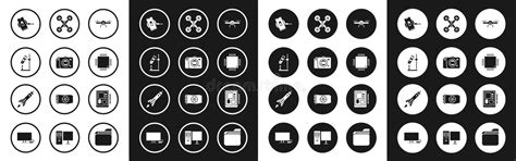 Set Drone Flying Mirrorless Camera Test Tube Flask Fire Wireless Charger Processor With