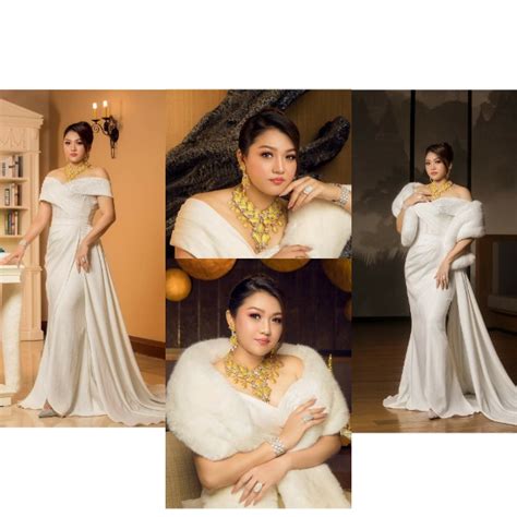 တန်ဖိုးကြီး လက်ဝတ်ရတနာတွေနဲ့ မြင်သူတိုင်း ချစ်အားပိုလောက်အောင် ကျက်သရေရှိရှိ လှရက်လွန်းနေတဲ့ သက