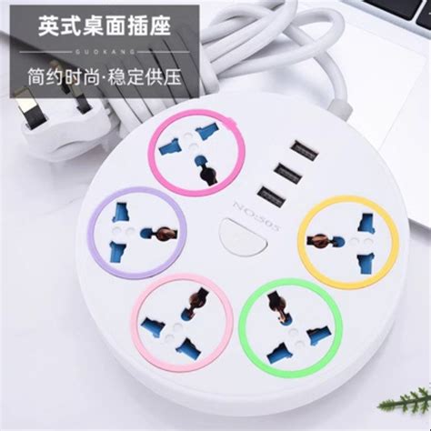 2m Round Desktop Socket Home Creative With Usb Patch Panel Multi Hole Plug Converter Row Board