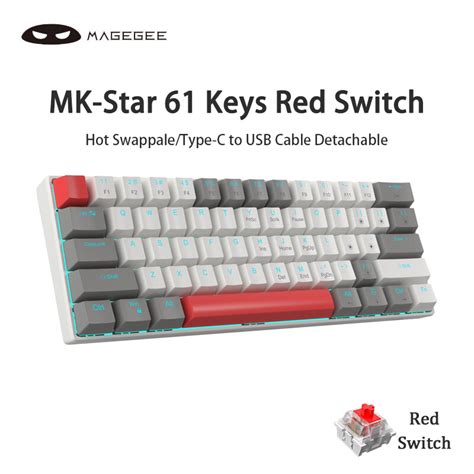 MageGee Mini Mechanical Keyboard Wired LED Backlit Compact Gaming Keyboard Blue Red Switch
