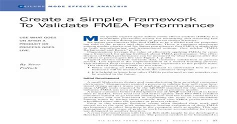 create a simple framework to validate fmea sixsigma