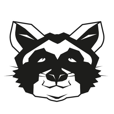 흑인과 백인 미니멀 벡터 일러스트 레이 션 절연 너구리 머리 그래픽 아이콘 프리미엄 벡터