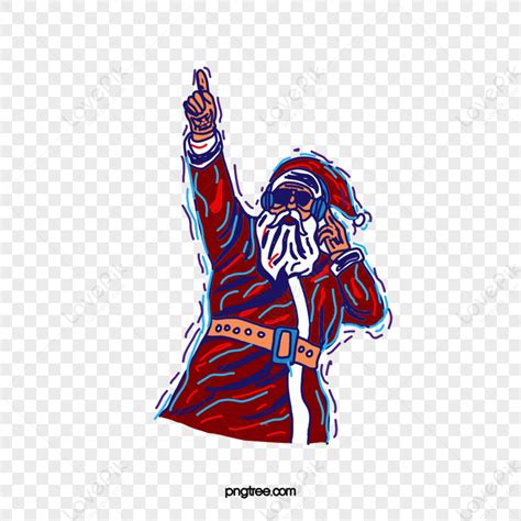 화려한 멋진 일러스트 라인 산타 클로스갈기청바지 Png 일러스트 무료 다운로드 Lovepik