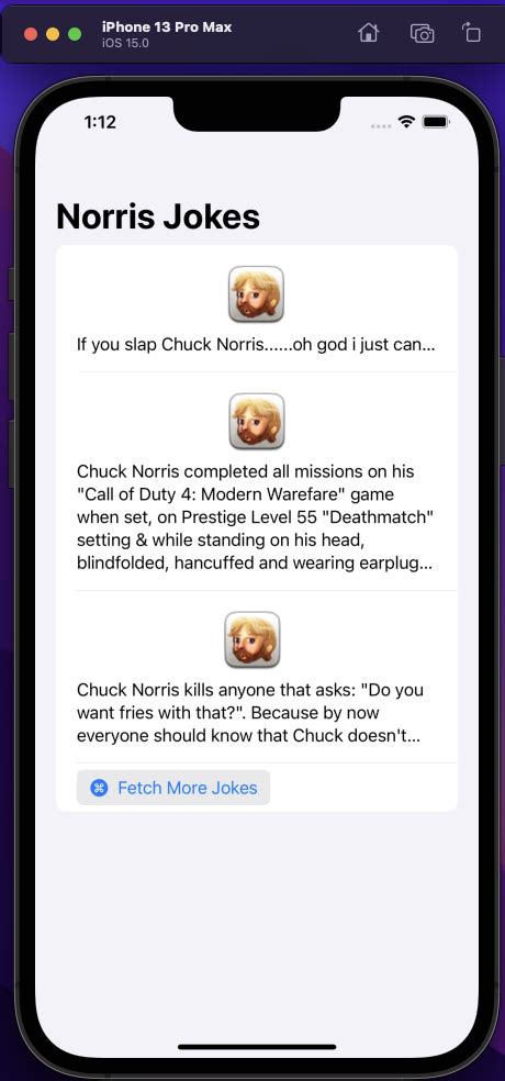 Github Ndiritumichaelchuck Norris Jokes Swiftui An App To Fetch Jokes From The Chucknorris