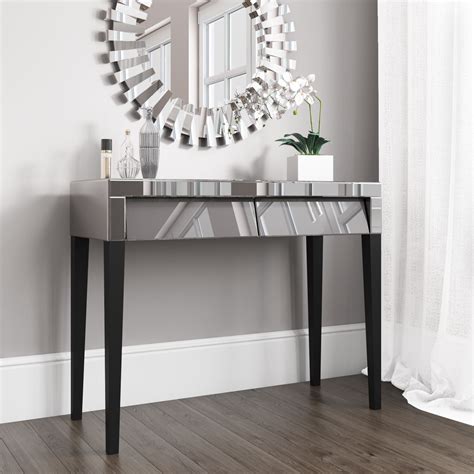 Valentina Venetian Mirrored Dressing Table Tinted Grey Mirror Vale009