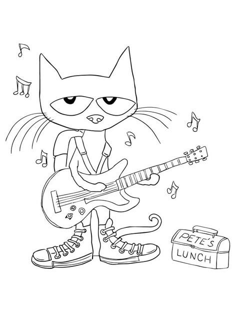 Four Groovy Buttons Pete The Cat Coloring Page Free Printable