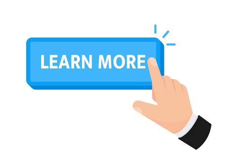 Learn More Button With Hand Clicking Web Button Finger Pressing Vector Illustration 39590581