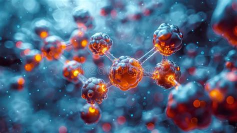 An Atomic Structure Or A Molecular Model Central Glowing Nucleus