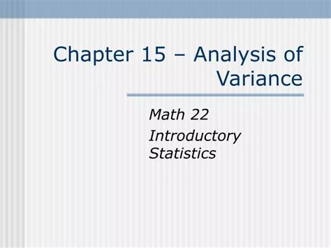 PPT Chapter 15 Analysis Of Variance PowerPoint Presentation Free Download ID 676072