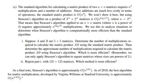 C The Standard Algorithm For Calculating A Matrix Chegg