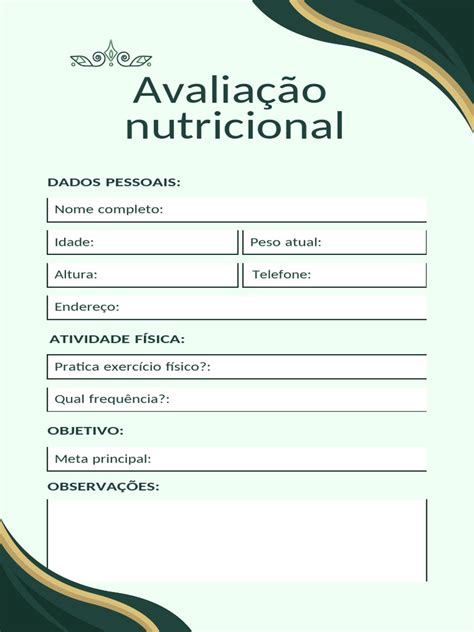 Ficha De Avaliação Nutricional Pdf
