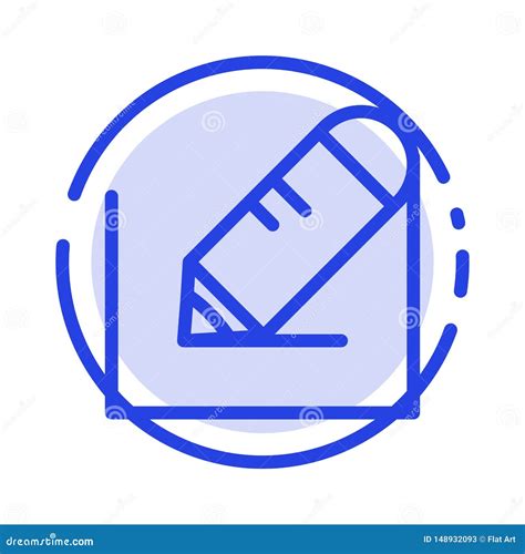 Pencil Write Text School Blue Dotted Line Line Icon Stock Vector Illustration Of Blank