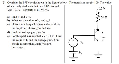 Solved 3) Consider the BJT circuit shown in the figure | Chegg.com