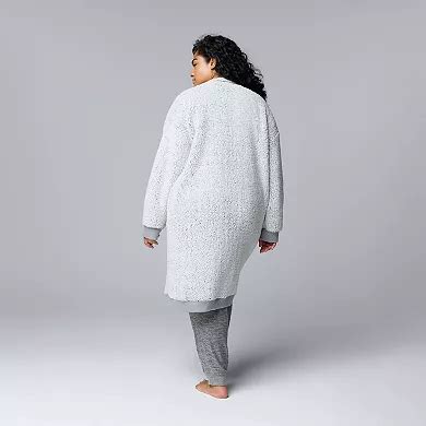 Plus Size Simply Vera Vera Wang Plush Sherpa Long Sleeve Open Front