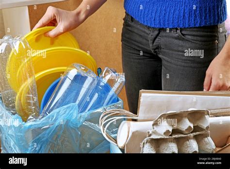 Woman Sorting Waste Close Up Stock Photo Alamy