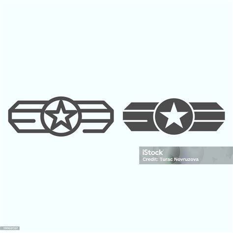 육군 견장 라인과 문말 아이콘입니다 흰색에 격리 된 하나의 별 벡터 그림군사 순위 육군 배지 개요 스타일 디자인 웹 및 응용 프로그램을 위해 설계 Eps 10 10에 대한