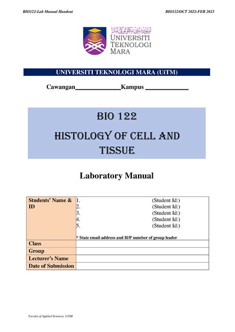 bio lab report exp 1 lab bio 1 bio122 oct 2022 feb 2023 faculty of