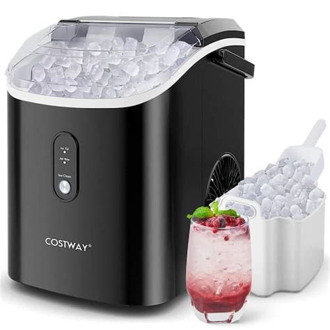 Costway 87 In 34 Lb Nugget Countertop Portable Ice Maker In Black