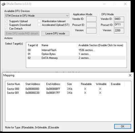 stm32l073czt dfuse demo internal flash problem stmicroelectronics