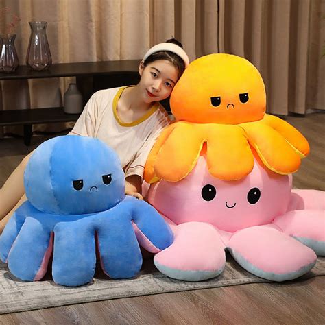Tiktok Cm Big Reversible Octopus Doll Plush Toy Double Sided Flip Mood Plushie Stuffed Toys