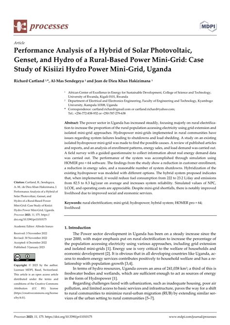 Pdf Performance Analysis Of A Hybrid Of Solar Photovoltaic Genset