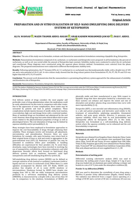 Pdf Preparation And In Vitro Evaluation Of Self Nano Emulsifying Drug Delivery Systems Of