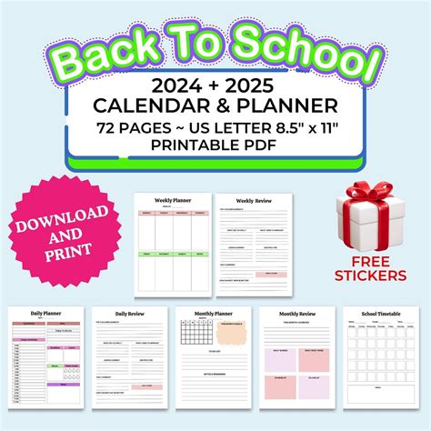 Printable Back To School Planner 2024 2025 School Planner And