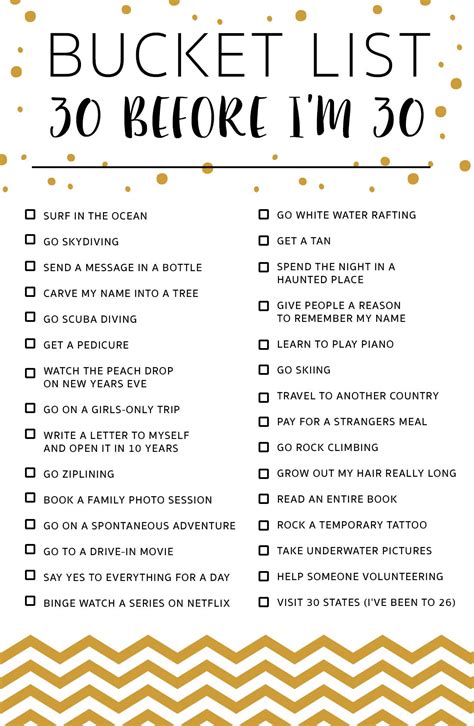 30 Before I'm 30 Bucket List Ideas