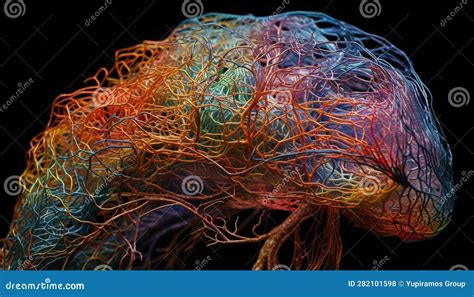 Abstract Glowing Nerve Cells Illuminated In Multi Colored High Scale