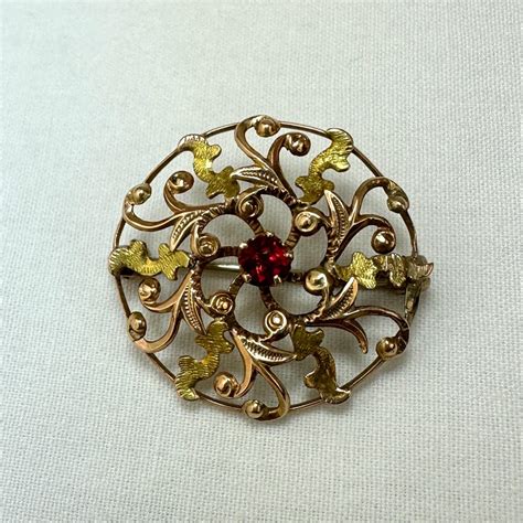Antique 14k Gold Ruby Pin Etsy
