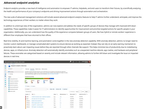 Overview Of Analytics Capabilities In Intune Ai And Modern Device Management