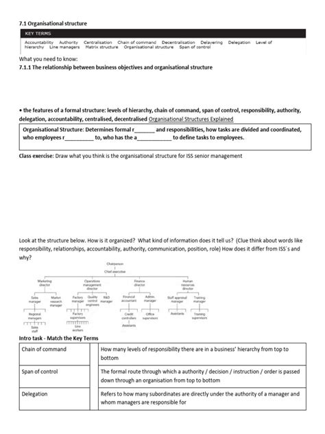 7 1 Organisational Structure Pdf Organizational Structure Hierarchy