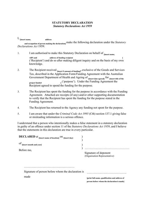 Statutory Declaration Form Best Wholesale Statutory Declaration Form Best Wholesale