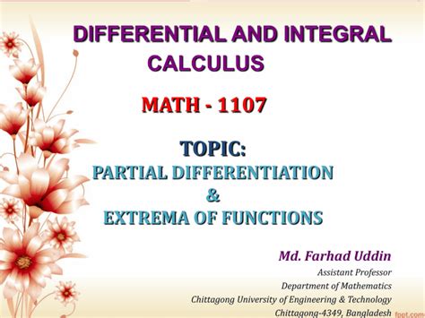 Partial Differentiation And Extrema Of Functions