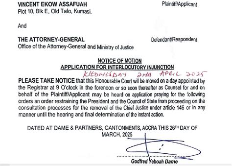 Hearing Of Injuction Application Against Removal Of Cj Comes Off 2nd April 2025 The Law Platform