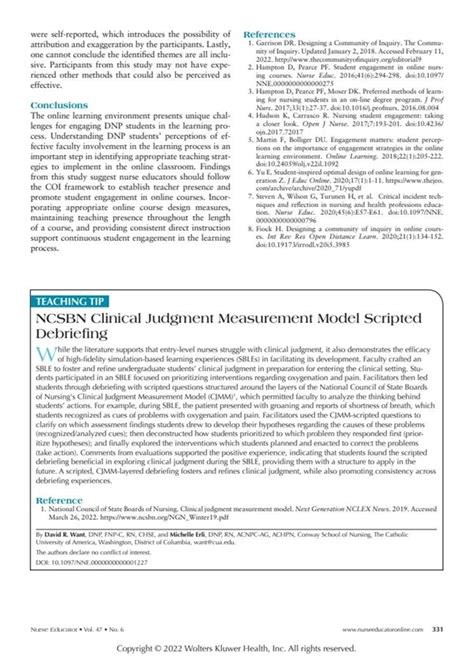 Ncsbn Clinical Judgment Measurement Model Scripted Debriefin Nurse