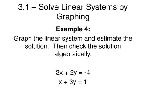 ppt solving linear systems by graphing examples and classification powerpoint presentation