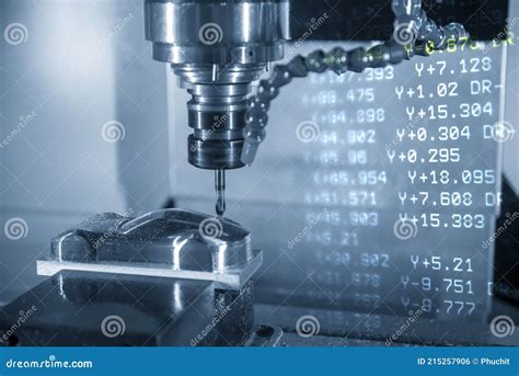 Abstract Scene Of Cnc Milling Machine And G Code Data Background Stock